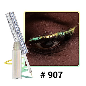 CHARMACY Chameleon Liquid Eyeliner, Intense Shifting Colored Eyeliner, Waterproof Eyeliner Liquid Gold Glitter Eyeliner, High Pigmented, Smudge Proof Formula,Ultra-Fine Tip,PALE YELLOW GOLD 907