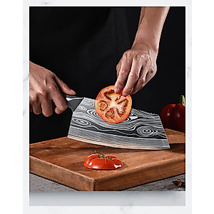 XaoYao Cleaver Knife 8 Inches Vegetable Meat Cleaver, Chopper, Butcher Knife Stainless Steel Chinese Chef Knife, for Home and Restaurant Silver