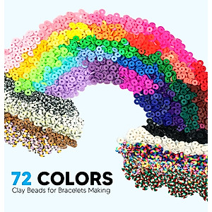 Dowsabel 15000 Pcs Clay Beads Bracelet Making Kit, 4 Boxes 72 Colors Friendship Clay Beads Bracelet Kit with Charms Kit for Jewelry Making, DIY Arts and Crafts Gifts for Kids and Adults