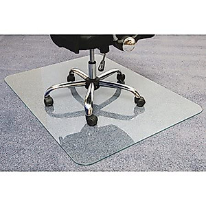 Premium Heavy Duty .25" Thick Tempered Glass Chair Mat, 36" x 46" Life Time Guarantee, Thickest Office Chair Mat for Carpet & Hardwood Floors, Protect Your Home or Office Floors - 1 Each