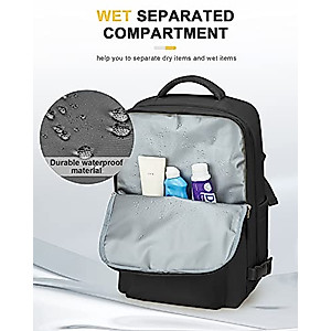 WONHOX Carry On Travel Laptop Backpack for Women Men, Flight Approved,Backpack, Travel Hiking Outdoor Sports Rucksack Casual Daypack Bag Backpack, Black Simple