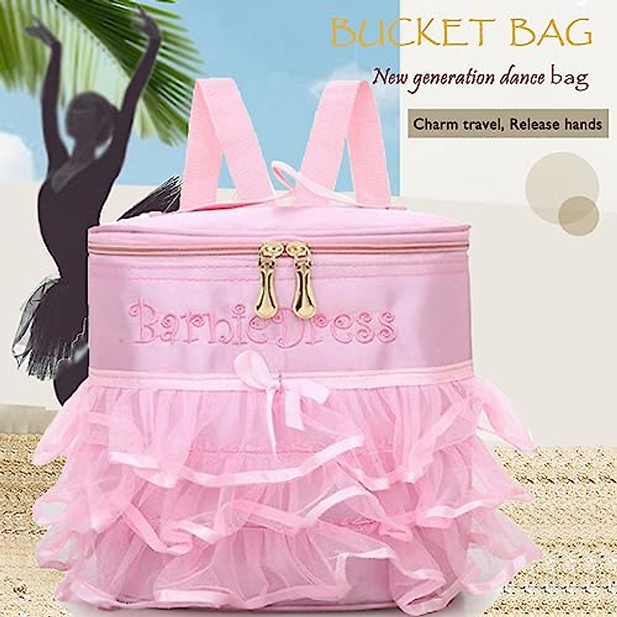 SEHXIM Cute Ballet Dance Backpack,Tutu Dress Dance Bag for Girls,Waterproof Bag Small Duffle Bag Ballet Bags Gym Bag. (Princess Pink)