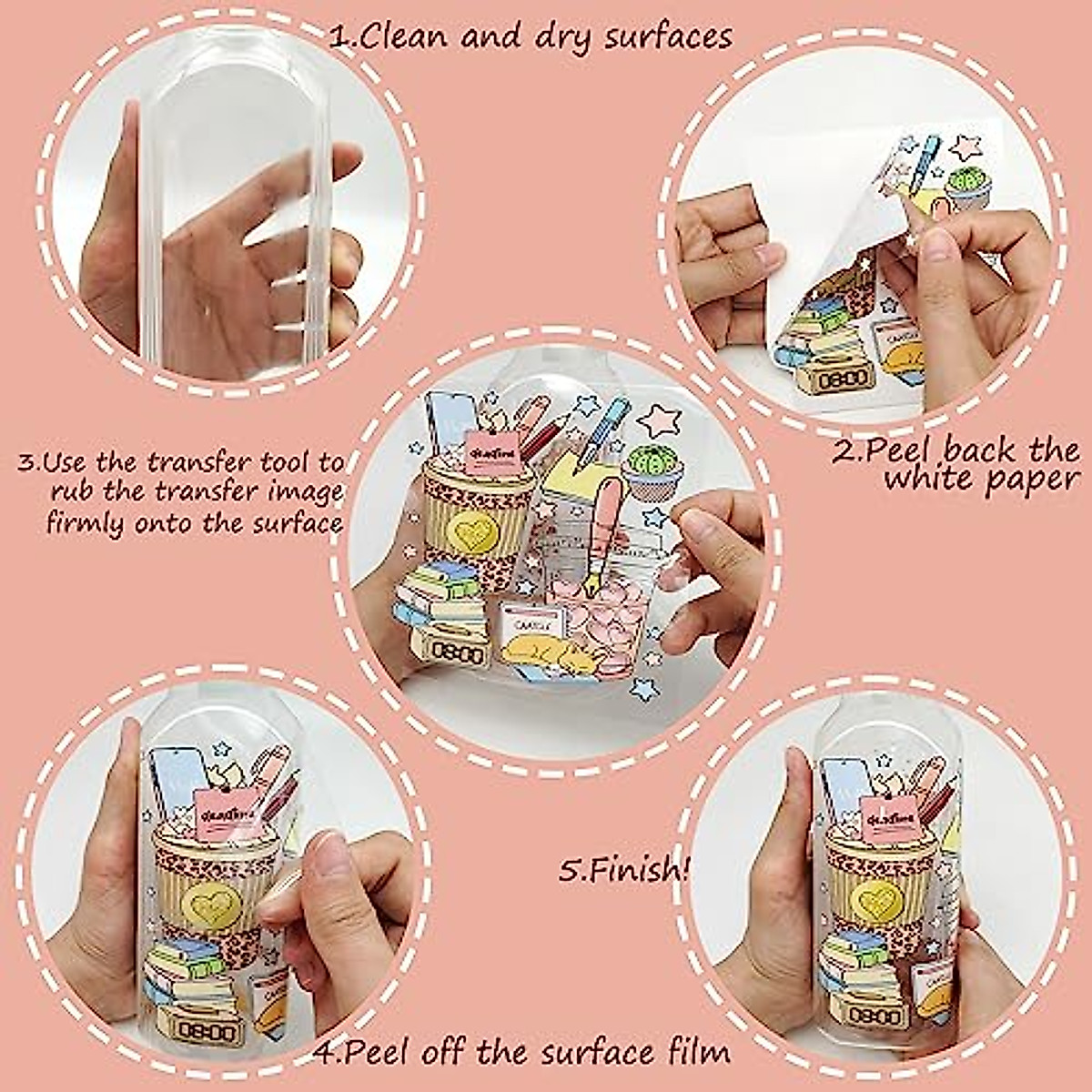 ArtCentury UV DTF Cup Wrap, 15 Sheets Cup Theme Rub on Transfers for Crafting 16OZ Libbey Glass Cups Wrap Transfer Stickers Decals Waterproof Crafts Vintage UV DTF Cup Wrap