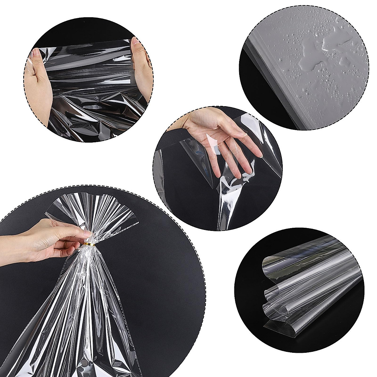 100Pcs Cellophane Bags 12"x16" Clear Plastic Bags for Gifts for Treat Bags Household Bags Party Favors Packaging