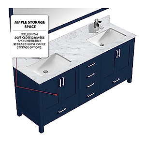 Bell+Modern Big Sur 80 in. W x 22 in. D Navy Blue Double Bath Vanity
