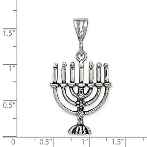 Solid 925 Sterling Silver Vintage Antiqued Menorah Charm Pendant - 42mm x 22mm