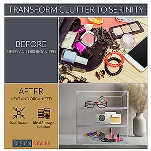 Papyrus Acrylic Vanity Organizer – 3 Drawer Desk Organizer with Gold Drawer Pulls – Clear Drawers for Bathroom, Desk, Vanity – Small Storage Cabinet