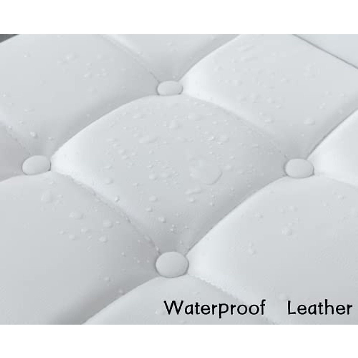 CIMOTA Modern White Dining Chairs Set of 6 Upholstered Tufted Leather Dining Room Chairs Kitchen Chairs Comfy Armless Side Chairs with Chrome Metal X Legs for Dining Room/Living Room, PU White/6PCS