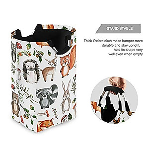 senya Large Laundry Basket Shopping Foldable Clothes Bag Collapsible Fabric Laundry Hamper Folding Washing Bin (Woodland Animals)