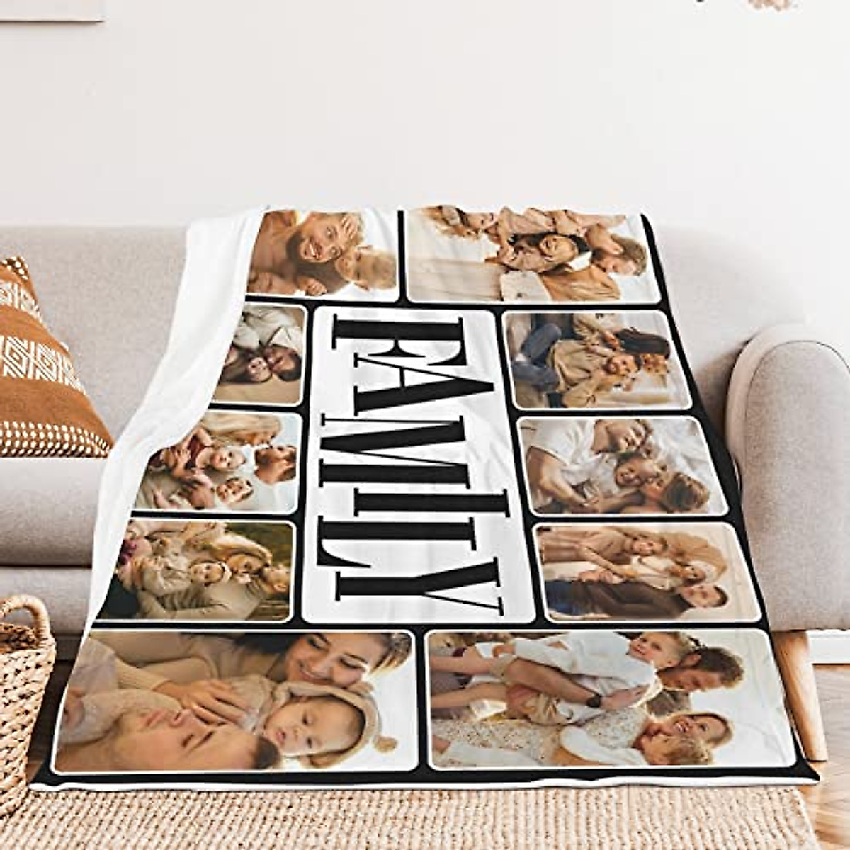 Custom Blankets with Photos, Personalized Picture Blanket with 10 Photos Collage, Custom Blanket with Picture for Family Mom Dad Couples Baby, Personalized Picture Throw Blanket for Birthday Festival