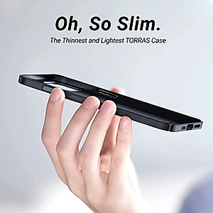 TORRAS Slim Fit for iPhone 14 Plus Case, [Ultra Thin as No Case] [Velvety Touch] iPhone 14 Plus Black Case with Anti-Scratch Protection Plastic Cover Case for iPhone 14 Plus, OriginFit, Black