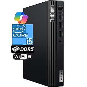 Lenovo ThinkCentre Tiny M70q Gen 5 Intel 14-Core i5-13500T (Beat i7-12700), 32GB DDR5 RAM, 1TB NVMe, WiFi 6E, Bluetooth, RJ-45, DP Port, HDMI, W11P, Business Desktop