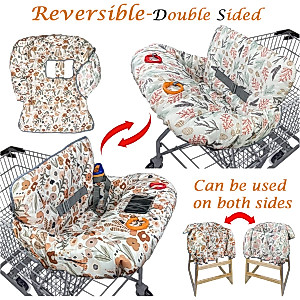 Shopping Cart Cover for Baby Grocery Cart Cover for Baby boy and Baby Girl, High Chair Cover for Baby and Toddler, Baby Registry Gift - Waterproof - Extra Large - Cotton - Double Sided (Orange)