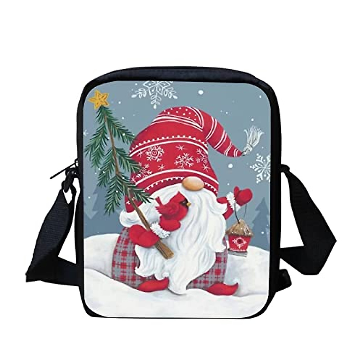 Kuiaobaty Christmas Gnome Print Messenger Bag Small Sling Purse Kids Crossbody Bag Travel Satchel Purse