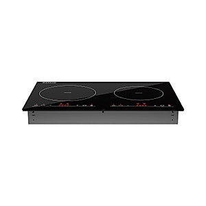 Empava Electric Induction Cooktop Stove with 2 Burners in Black Vitro Ceramic Smooth Surface Glass 120V, 12 Inch