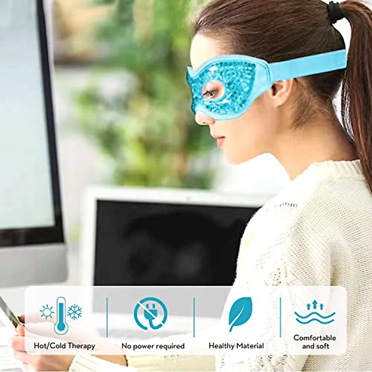 2PCS Gel Eye Mask, Cold Compress Gel Beads Eye Mask, Reusable Cooling Ice Mask for for Puffy Eyes, Dark Circles, Headaches, Migraine, Stress Relief