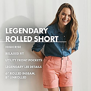 Lee Women's Plus Size Legendary High Rise Relaxed Fit Rolled Short, Black, 20W