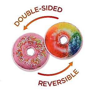 Cheer Collection Round Donut Pillow | 2-in-1 Reversible Super Soft Microplush Doughnut Pillow - Rainbow Icing, Rainbow Sprinkles