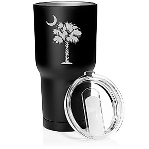 Smooth Body Tumbler Stainless Steel Vacuum Insulated Travel Mug Cup Gift Palmetto Tree South Carolina Palm Moon (Black, 30 oz)