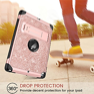 BENTOBEN for Case for iPad Air 2/iPad 9.7 2017/2018/Pro 9.7, iPad 5th/6th Generation Case, Glitter 3Layer Full Body Protective Shockproof Girls Women Kids Tablet Cover, Rose Gold
