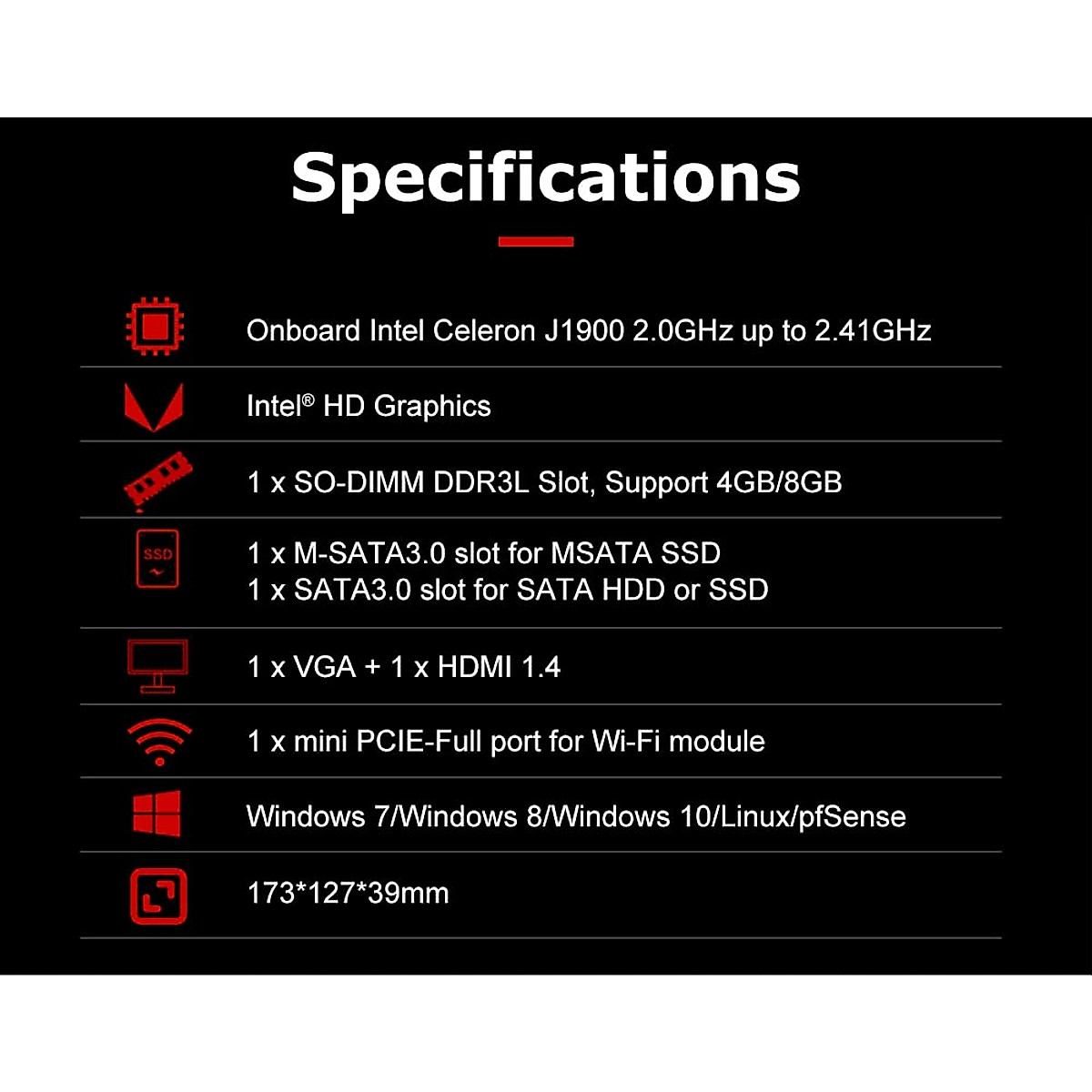 EGSMTPC Mini PC with 4GB RAM 32GB SSD WiFi, 4 GIGA LAN Port, VGA HDMI, 2 USB Port, Celeron J1900 Processor Quad core 2 GHz, Fanless Mini PC J1900