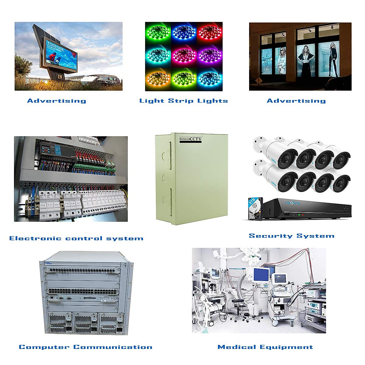 18 Output 29 Amp 12V DC CCTV Distributed Power Supply Box for Security Camera, UL Listed