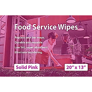Fresh Towel Foodservice Reusable Paper Towels - 1/4 Fold, 13 x 20 inches - (1 Case of 200) All Purpose Cleaning Towels (Pink Solid)