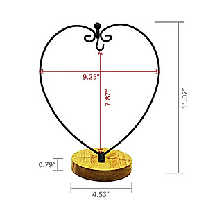 Ornament Display Stand for Hanging Glass Terrarium Wood Base Creative Decoration for Home Garden Wedding Party Festival (Heart)