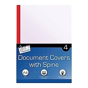 Just Stationery A4 Clear Document Covers and Spines - Assorted Colours (Pack of 4)