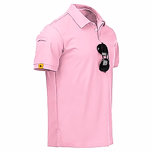 ZITY Mens Polo Shirt Short Sleeve Sports Golf Tennis T-Shirt 012-Pin 3XL Pink