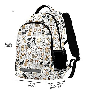 ALAZA Dog Pritn Puppy Doodle Pug Corgi Retriever Husky Dachshund Backpack Purse for Women Men Personalized Laptop Notebook Tablet School Bag Stylish Casual Daypack,