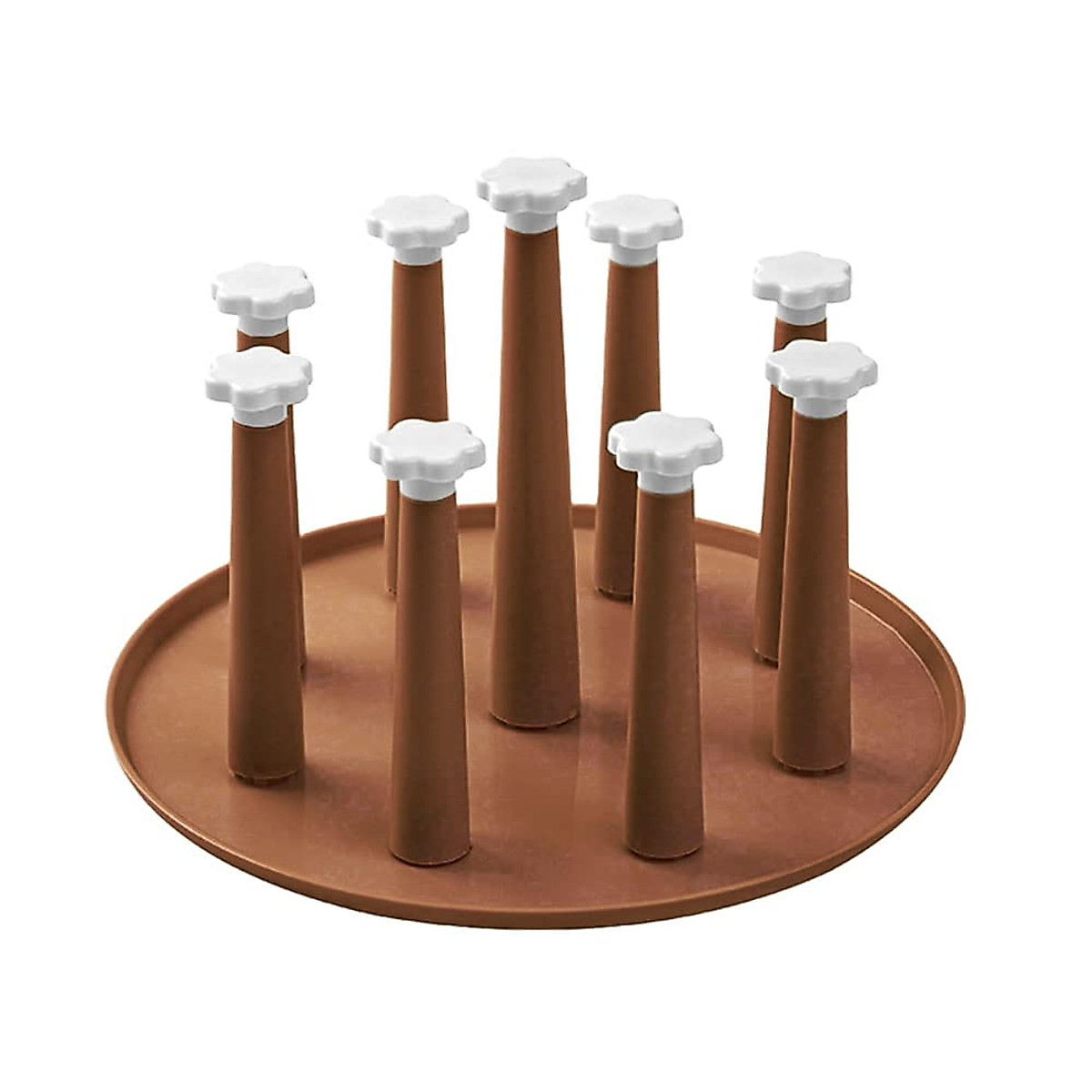 luckymeet Cup Drying Rack with Drain Tray,Drinking Glass and Sports Bottle Drainer Stand,Plastic Mug Tree Cup Stand Tray Holder for Kitchen, Brown