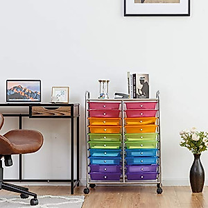 Happygrill 20-Drawer Organizer Cart Tools, Office School Paper Organizer Rolling Storage Cart with wheel