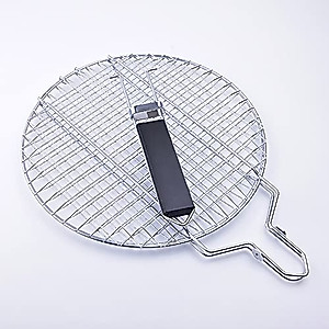 West Raccoon Portable BBQ Grill Basket Fish Grill Basket with Removable Handle with Removable Handle for Outdoor Grill Vegetables Fishes (WR-58 Round Clip)