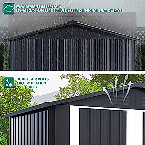 DWVO 6 x 4FT Outdoor Storage Shed, Large Metal Tool Sheds, Heavy Duty Storage House with Lockable Doors & Air Vent for Backyard Patio Lawn to Store Bike, Tool, Lawnmower, Waterproof, Black
