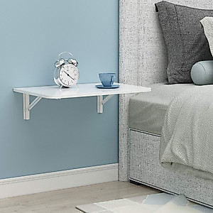 MCMACROS Wall Mounted Floating Folding Table, Drop Leaf Dining Table Small Wooden Desk for Office Home Kitchen(31.5" 23.6" (LW)), White