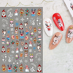 10 Sheets Christmas Nail Art Stickers Decals Self-Adhesive Pegatinas Uñas Holiday Kids Cute Red Xmas Snowflakes Tree Nail Supplies Nail Art Design Decoration Accessories