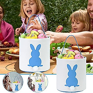 XinblueCo Baseball Easter Bunny Baskets Eggs Bags with Baseball Printing Halloween Trick or Treat Bags Baseball Easter Bunny Baskets Tote Bag Storage Gifts Candies Bucket for Kids Girls with Handles…