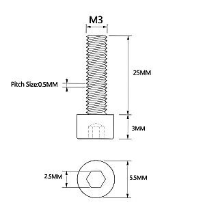 ZLYY M3 x 25MM Hexagon Socket Head Cap Screws, Full Thread,Bright Surface,Stainless Steel,Hexagon Socket Head Cap Bolts (Metric, 50Pcs, M3X25mm, Silver)