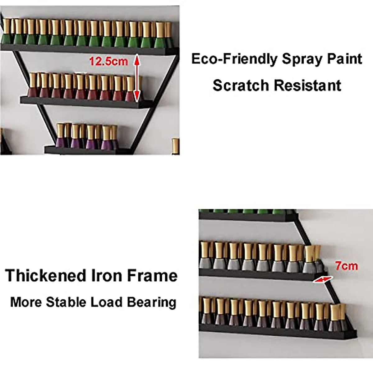 DEOCAE Nail Polish Organizer, 5 Tier Nail Polish Organizer Wall Rack, Hanging Wall Triangle Display Rack Storage Shelf Perfume Shelf Cosmetic Cabinet