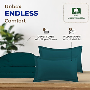 THREAD SPREAD King/California King Duvet Cover, 600 Thread Count Sateen 3Pc Egyptian Cotton Duvet Cover Set, 100% Pure Cotton Comforter Cover, 2 Pillow Shams, Zipper Closure, 7 Corner Ties -(Teal)