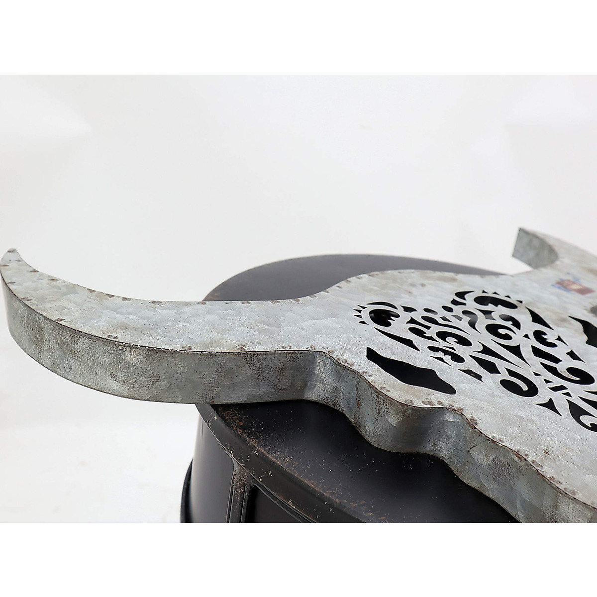 PARISLOFT Metal Galvanized Bull Skull Head Wall Decor 3D Faux Cow Skull Sculpture Decoration,Rustic Wall Decor 20''x1.1''x18''