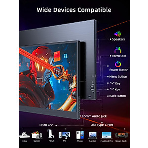 UPERFECT Portable Monitor, 17.3" 144Hz Portable Gaming Monitor AMD FreeSync FHD 1080P HDR IPS Laptop Computer Monitor w/VESA & Case USB C External Screen for Esports