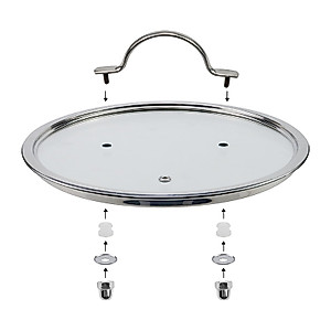 Mewutal 10" Universal Lid for Pan Pot Clear Pan Lid for Frying Pan 10" Flat Fry Pan Cover Round Tempered Glass Pot Skillet Cover Lid with Handle Assembled Tempered Replacement Cover for 10" Pot Wok