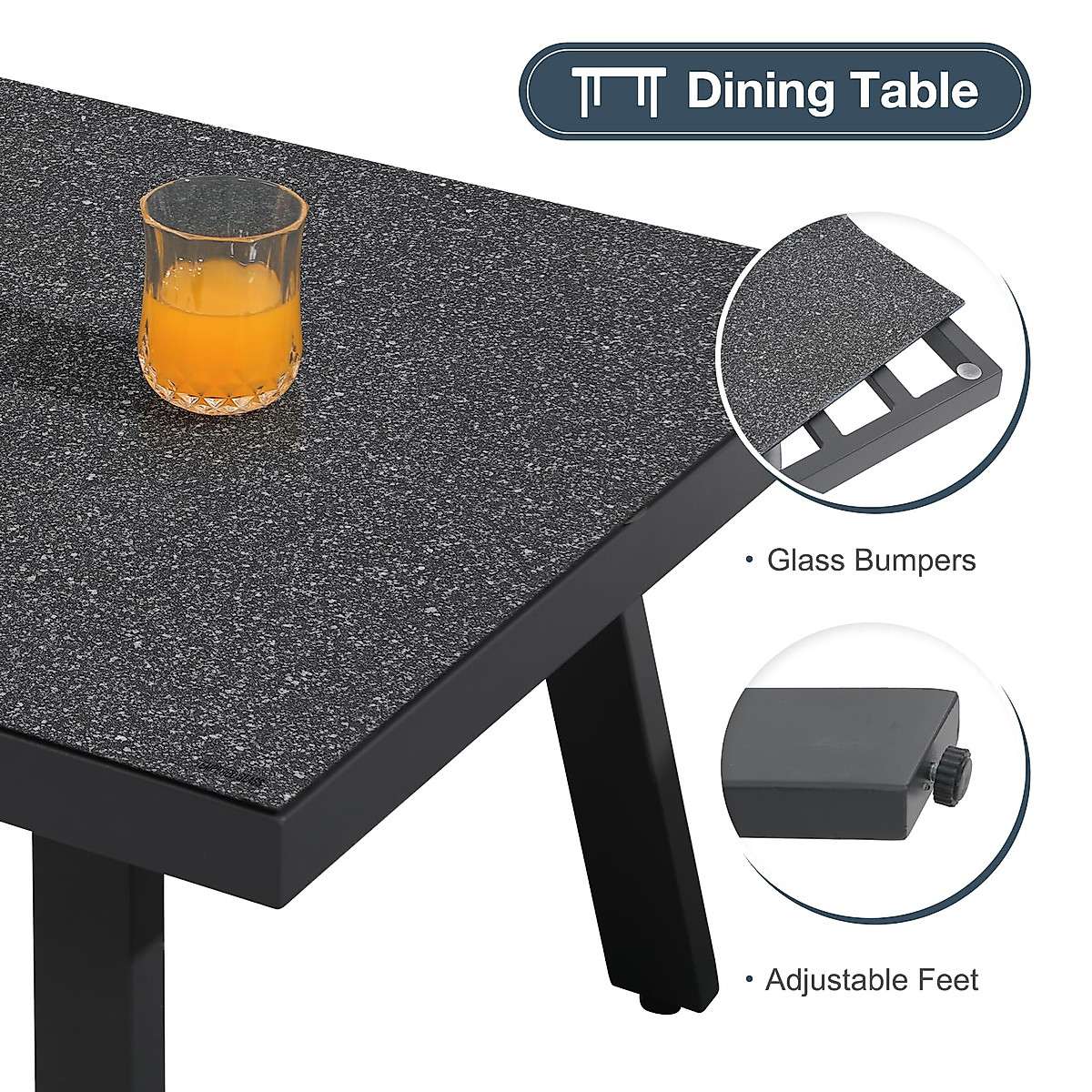 OC Orange-Casual Outdoor Aluminum Furniture Set - 4 Pieces Patio Sectional Chat Sofa Conversation Set with Coffee Table and Loveseat, Includes Thick Cushions,for Lawn Backyard, Grey