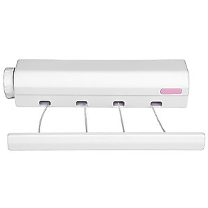 Estink Telescopic Clothesline, Retractable Clothes Drying Rope Hanger Drying Laundry Line with 4 Lines Dryer Lines Wall Mounted Drying Rack Clothing Line for Indoor Outdoor Supplies