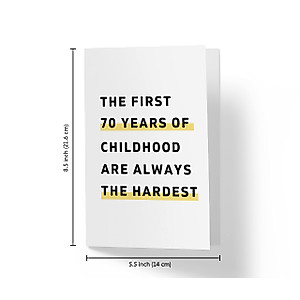 Happy 70th Birthday Card for Men Women, Funny 70th Birthday Cards for Husband Wife Dad Mom Brother Sister Friend, 70 Years Old Birthday Card, 70 Birthday Card with Envelope, Karto Yellow Childhood