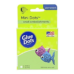 Glue Dots Adhesive Roll Mini Sticky Dots, 3/16-inch, Clear 300