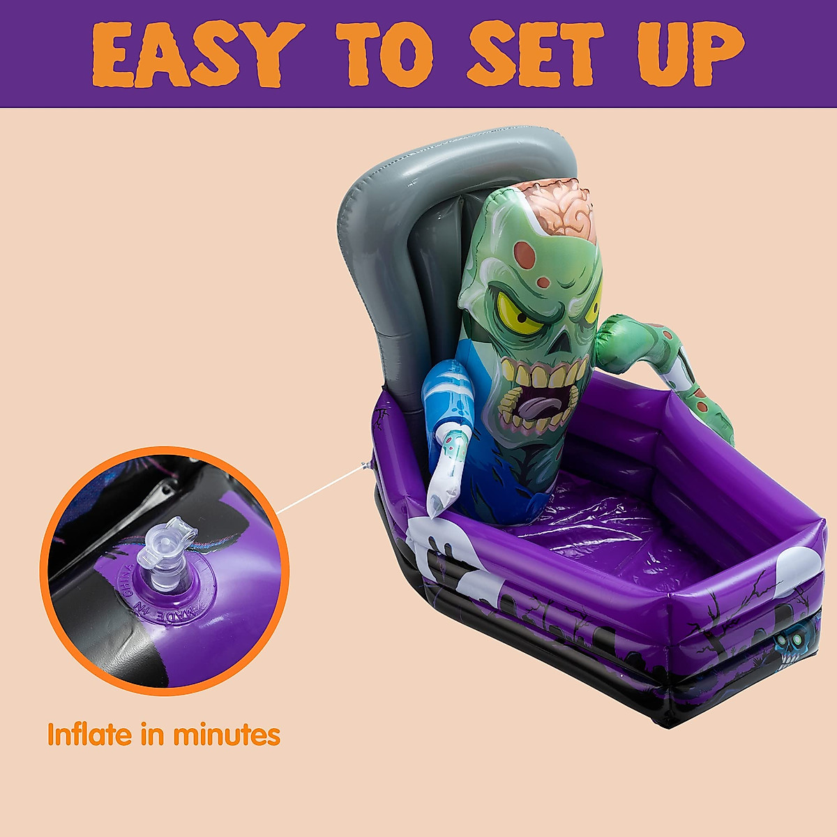 JOYIN Novelty Inflatable Zombie Happy Halloween Drink Cooler Party Beverage Holder, (25"x 34"x 32" Approximate Inflated Size) for Indoor Outdoor Home Halloween Birthday Party Decorations