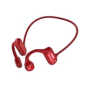 PEASAM Gropeearth Bone Conduction Headphones, Bone Conduction Headphones Waterproof Bluetooth Wireless Headset, Bone Conduction Headphones with Microphone Bluetooth Wireless Headset (Red)